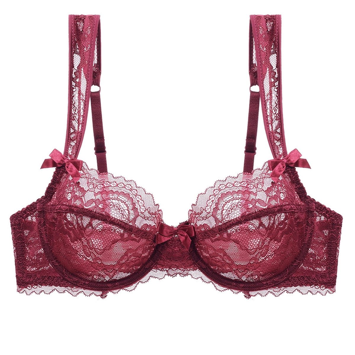 Women's Sexy Lace Bra Non Padded Underwire Unlined Bra Plus Size Lace ...