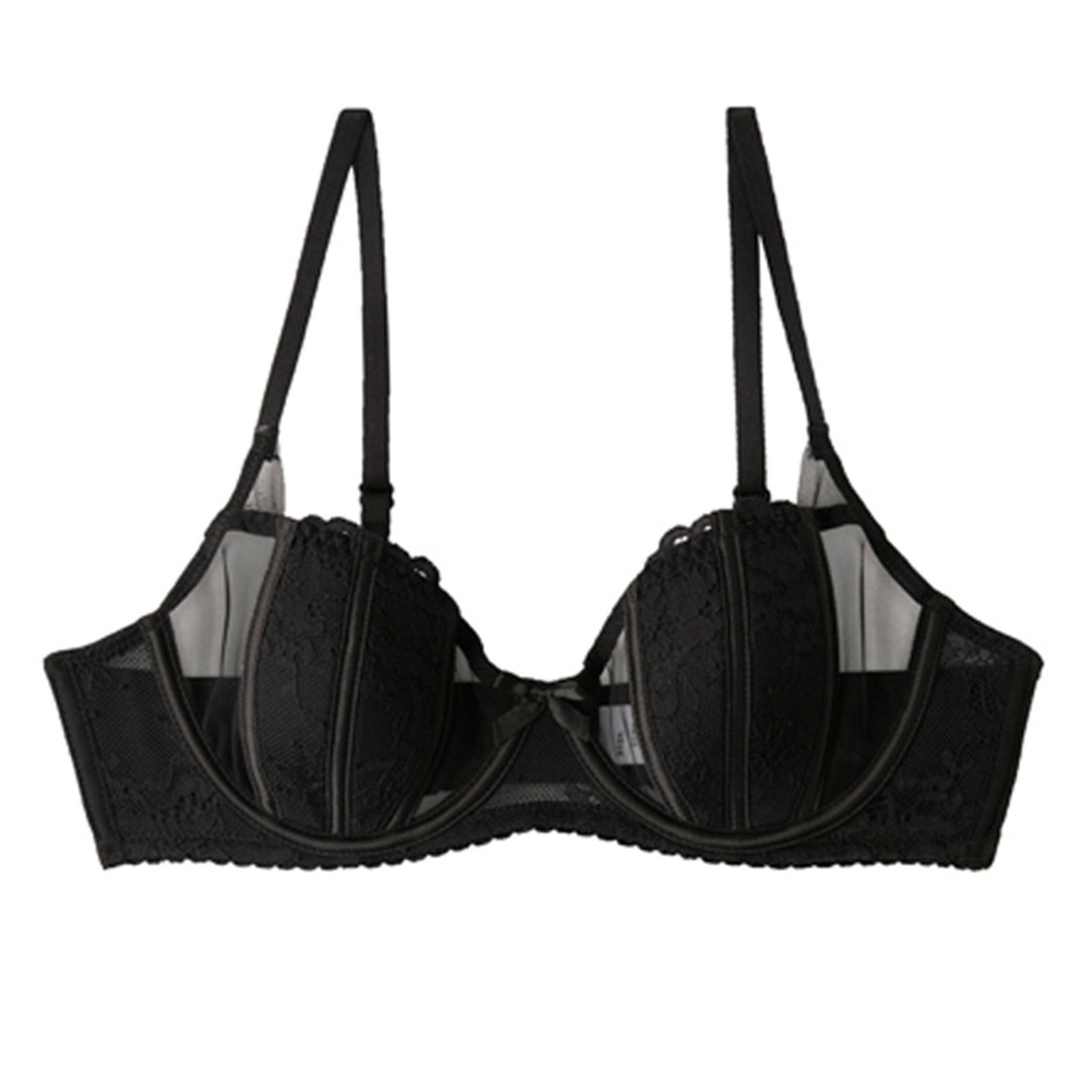 Womens Sexy Lace Bra Underwire Balconette Bras Unlined Demi Sheer Plus Size Push Up Seamless