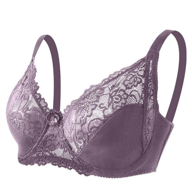 Women's Sexy Lace Bra Wirefree Balconette Unlined Demi Bras Plus Size ...
