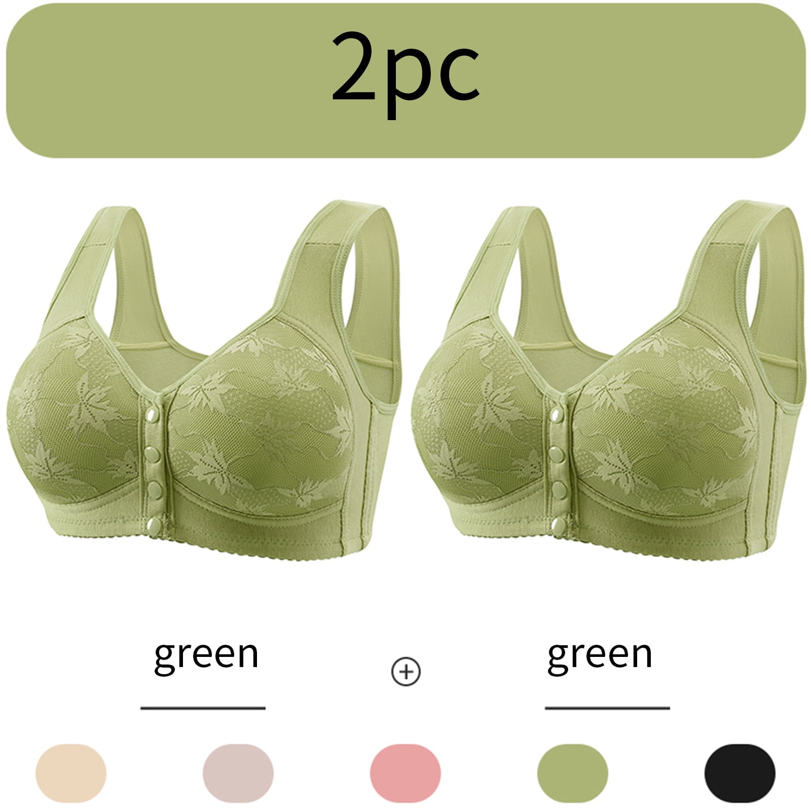 Women's Sexy Non-Magnetic Non-Wired Gathered Front Buckle Design Bra ...