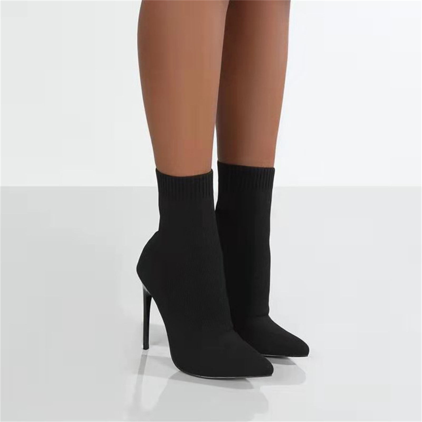 Women's Sexy Pointed Toe Sock Ankle Boots Stiletto High Heels Calf ...