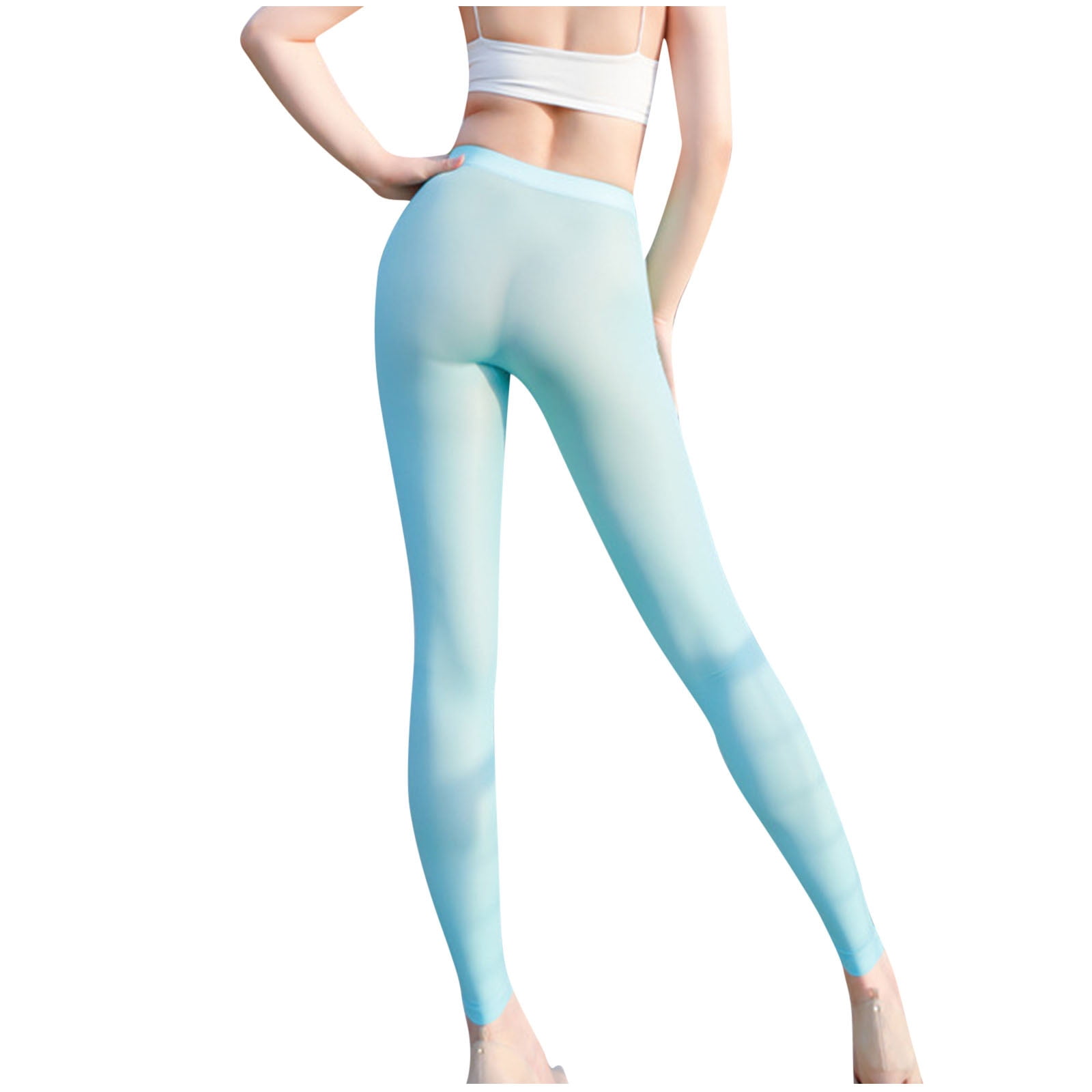 Womens Sexy See Through Sheer Mesh Pants High Waisted Ultra Thin 9266