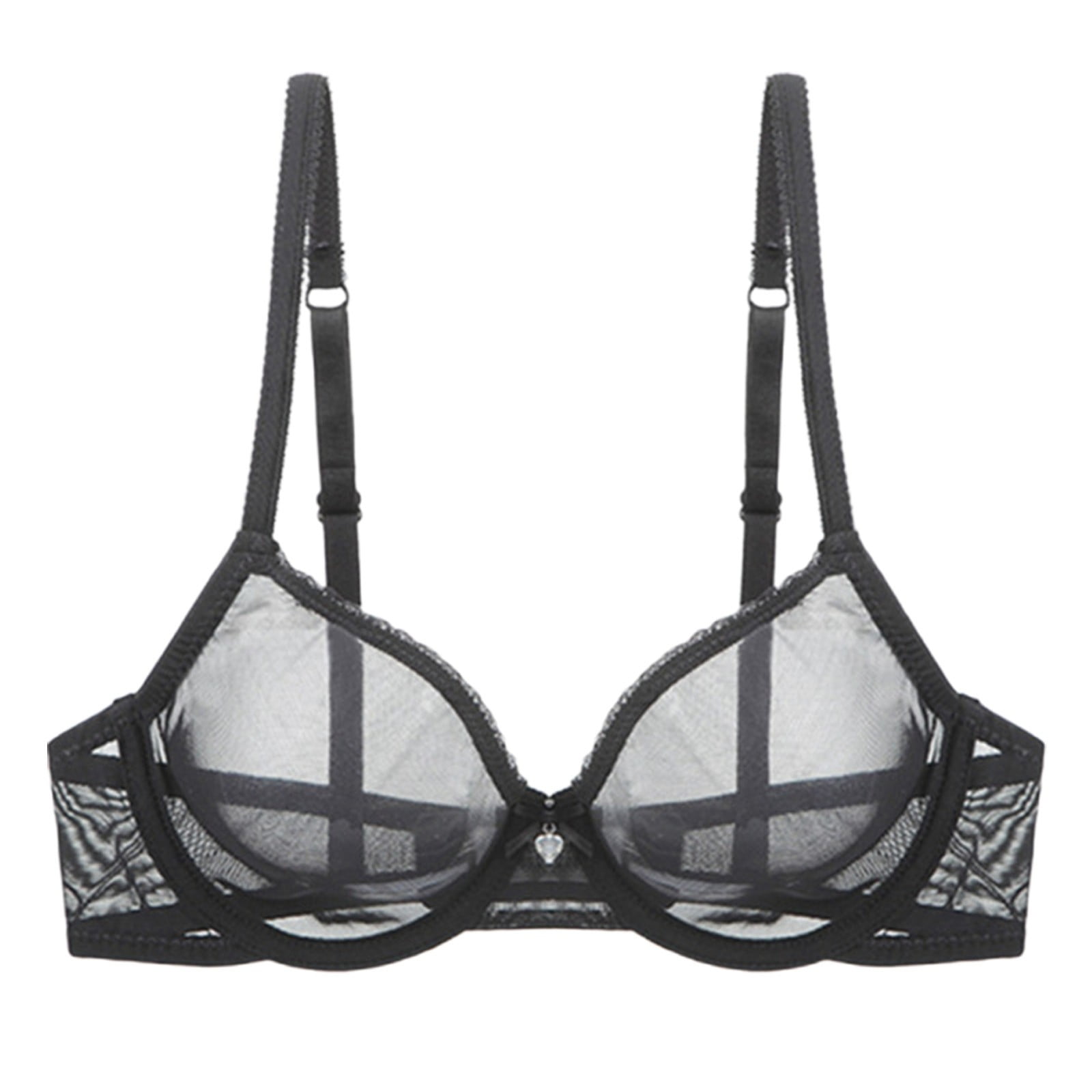 Women's Sexy Sheer Mesh Bra Unlined Underwire Lace Bralette Transparent ...
