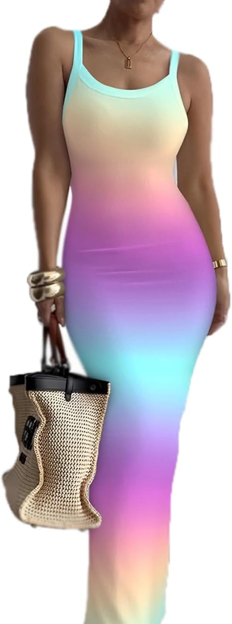 Women's Sexy Sleeveless Bodycon Dress Summer Womens Halter Slim Maxi ...