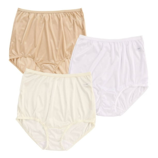 Women's Shadowline 17042pk Nylon Classics Brief Panty - 3 Pack (Nude ...