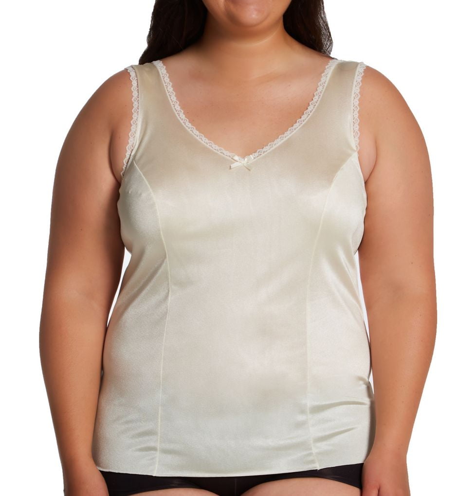 Women's Shadowline 2410X Plus Princess Wide Strap Camisole (Beige 50) - Walmart.com
