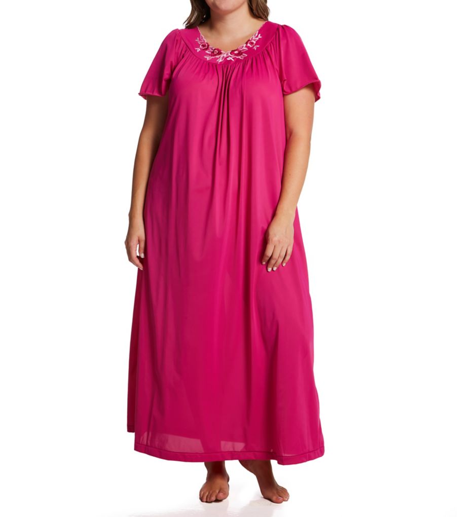 Women's Shadowline 32280X Plus Petals 53 Inch Gown (Raspberry 2X ...