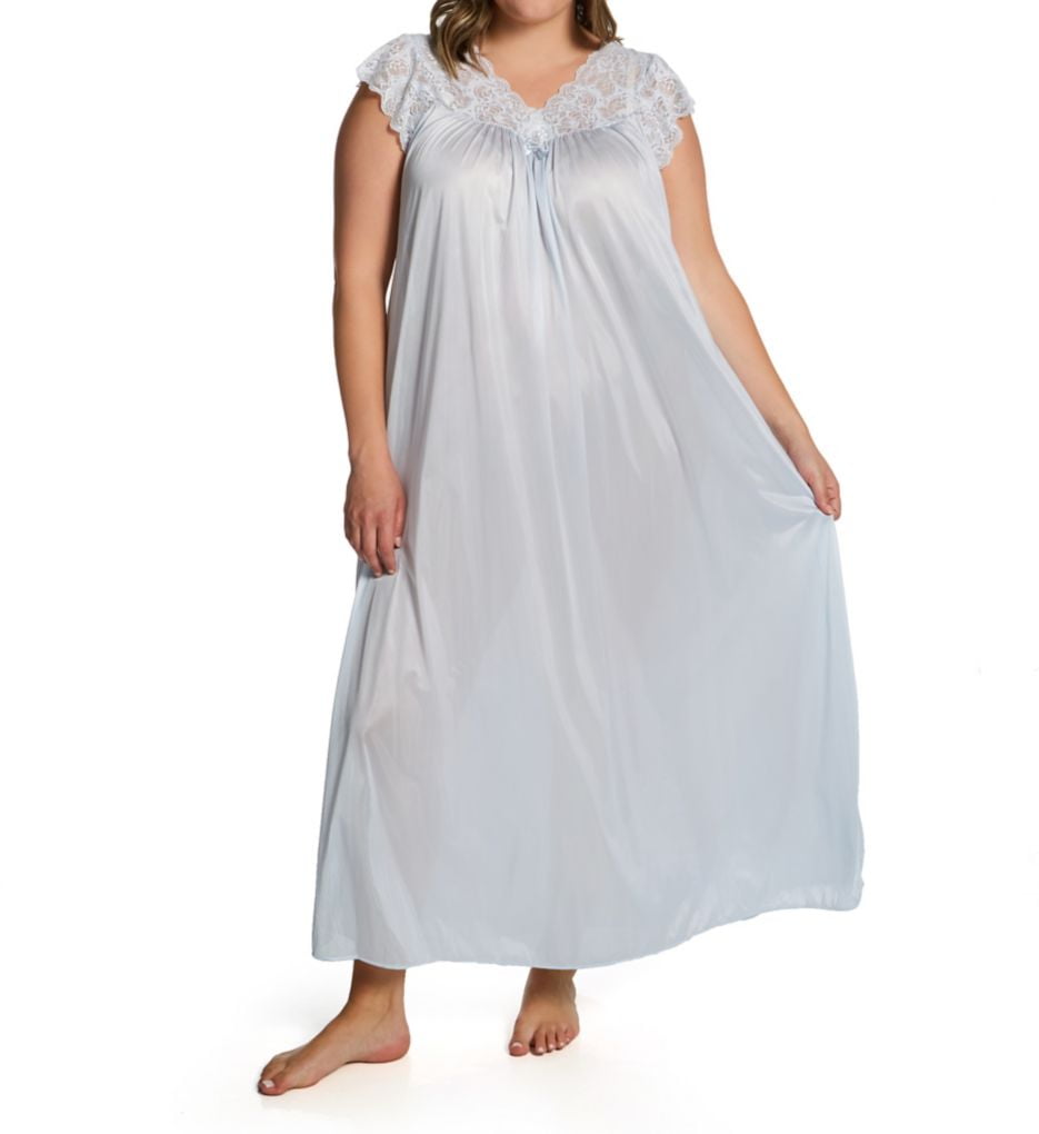 Women's Shadowline 32737X Plus Silhouette 53 Inch Gown (Silver 3X ...