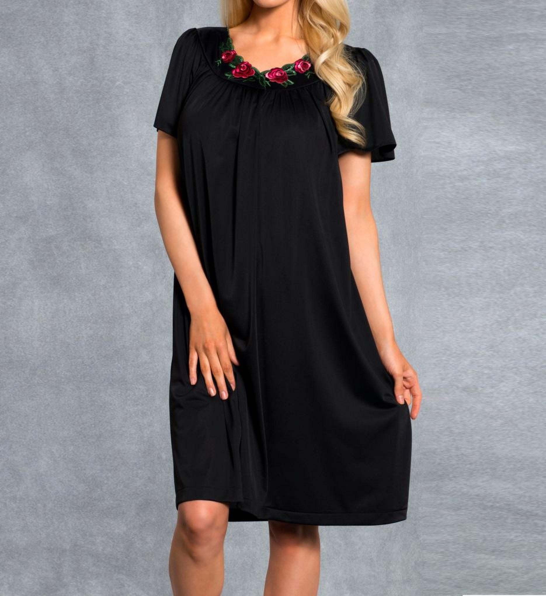 Women's Shadowline 36280 Petals Short Sleeve Gown (Black 1X) - Walmart.com