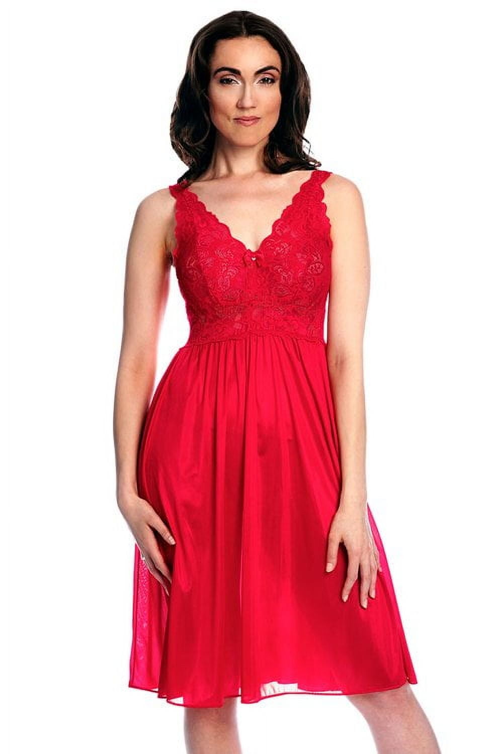 Women's Shadowline 37737X Plus Silhouette 40 Inch Gown (Red 2X ...