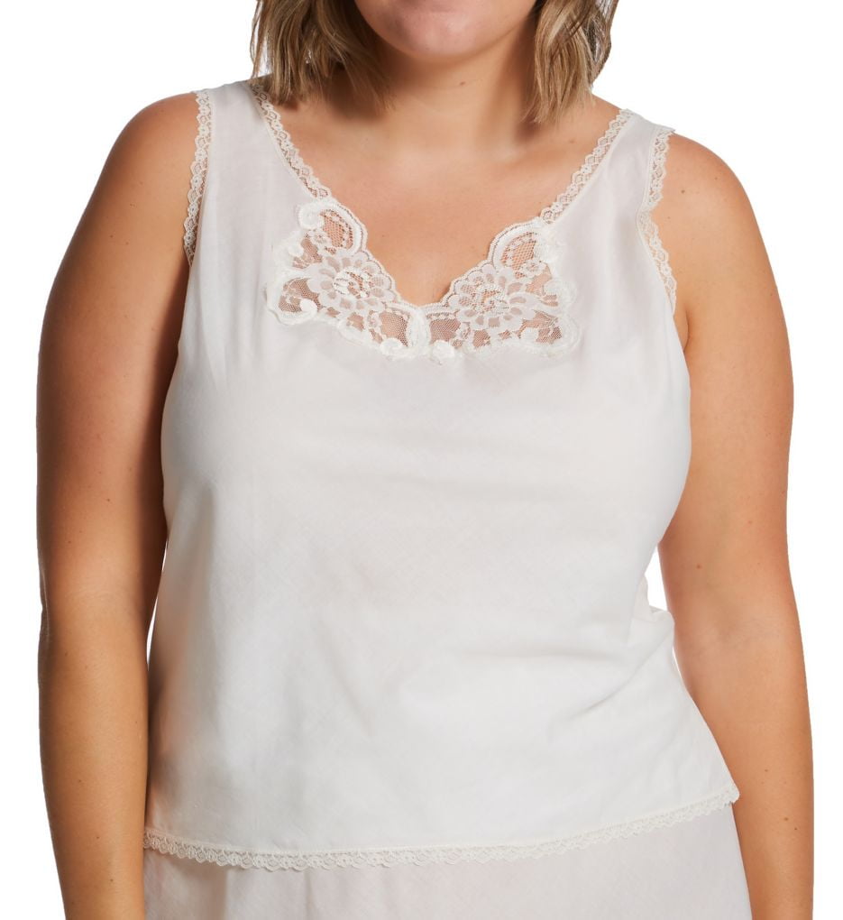 Women's Shadowline 4536X Plus Cotton Batiste Camisole (Ivory 44 ...