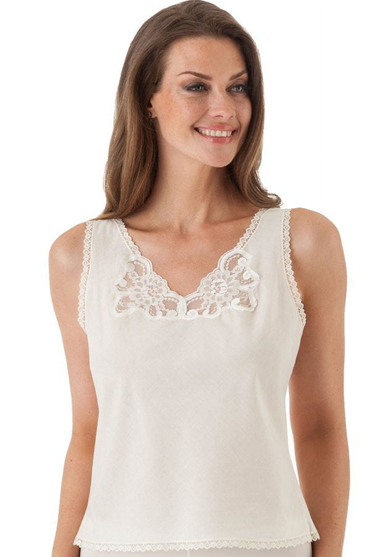 Women's Shadowline 4536X Plus Cotton Batiste Camisole (Ivory 48 ...