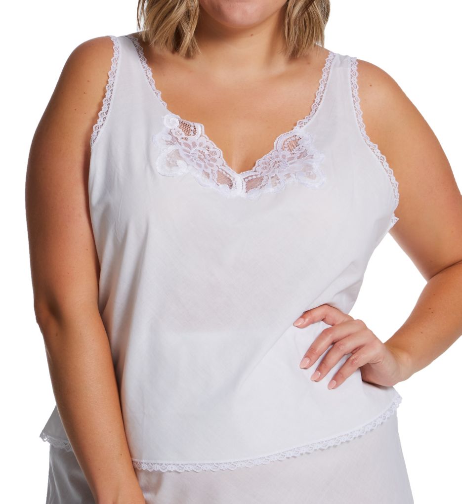 Women's Shadowline 4536X Plus Cotton Batiste Camisole (White 48 ...