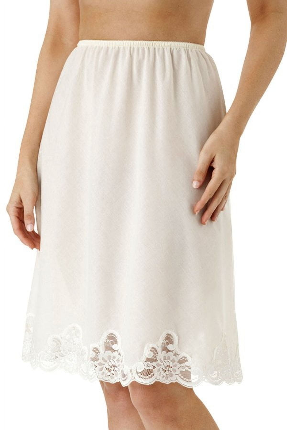 Shadowline Women's Plus Size Long Length Cotton Batiste Half Slip Skirt ...