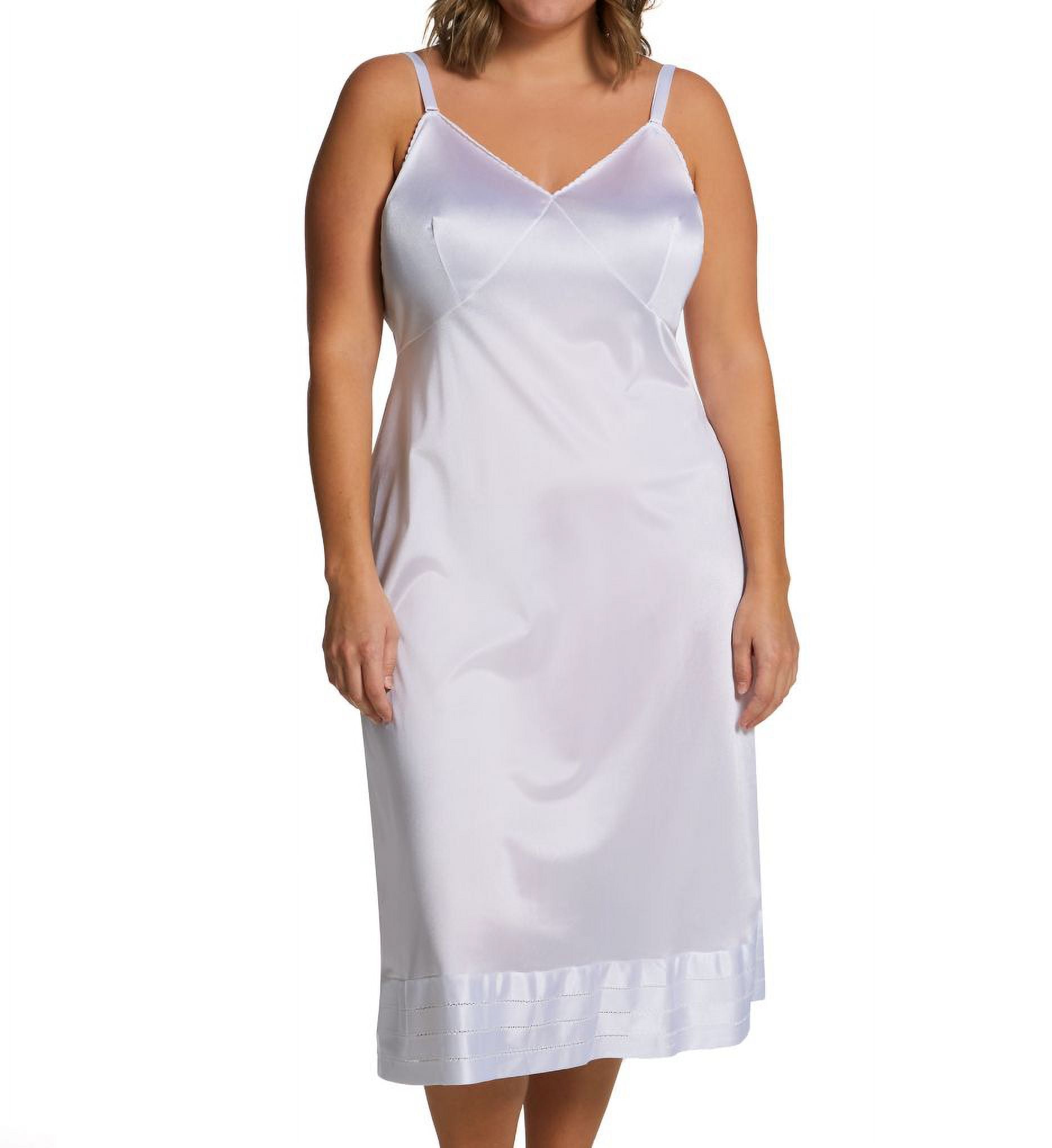 Women's Shadowline 6319X Plus Size Adjustable Length Full Slip (White ...