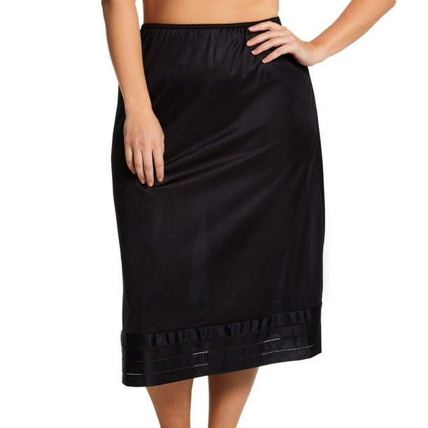 Women's Shadowline 6419X Plus Size Adjustable Length Half Slip (Black ...