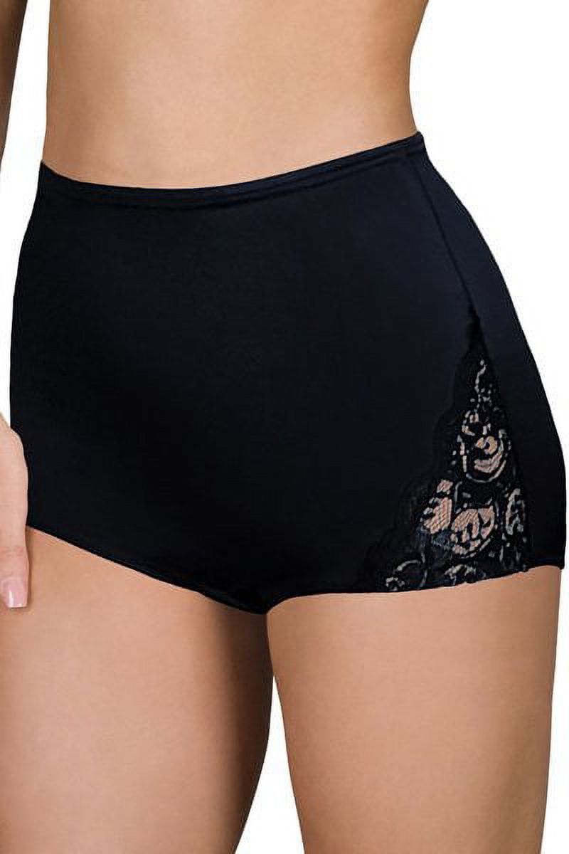 Women's Shadowline 7082Xpk Plus Size Lace Inset Brief Panty 3 - Pack (Black/Ivory/Peri Frost 11 ...
