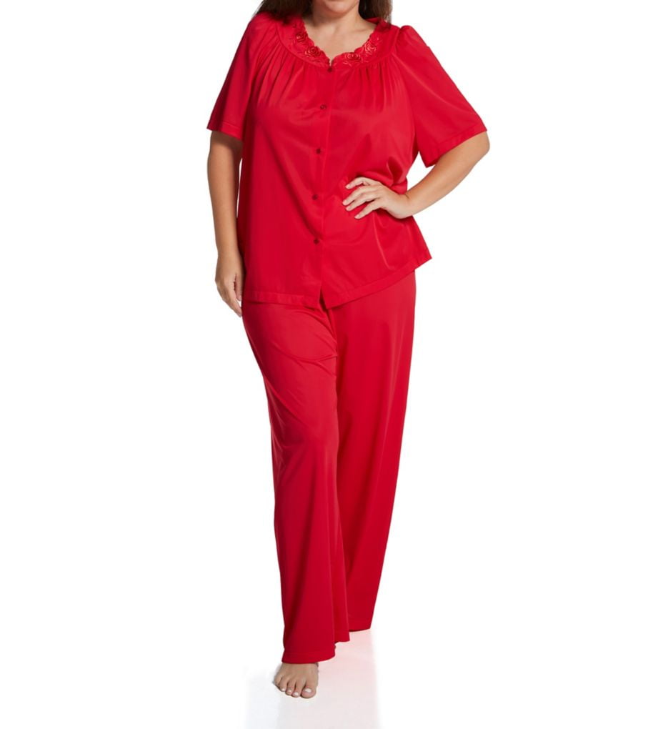 Women's Shadowline 76280X Plus Petals Pajama Set (Red 3X) - Walmart.com