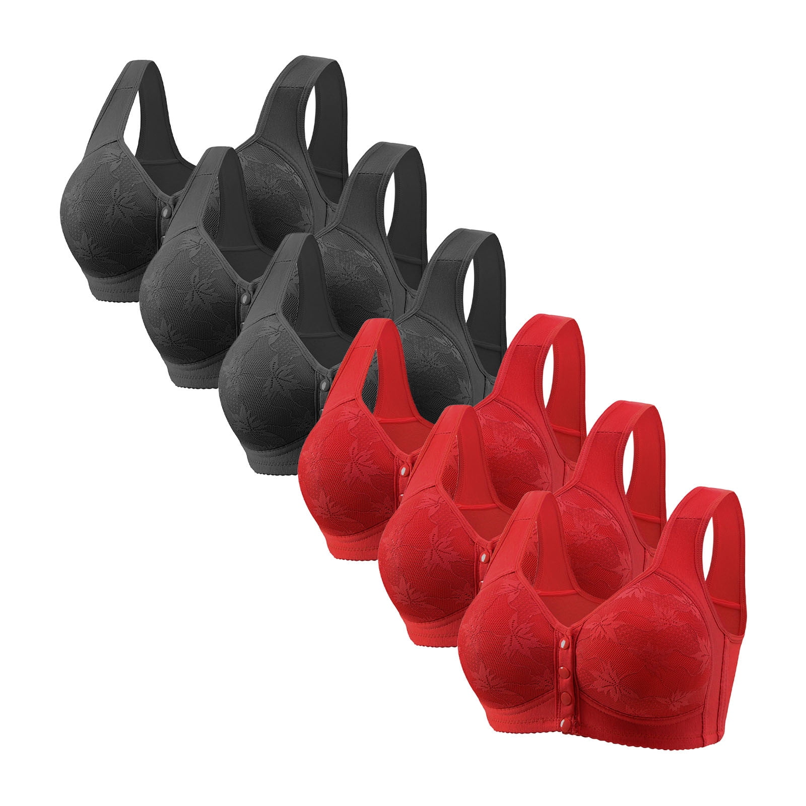 Women's Shape & Support Wirefree Bra 6PC Non Steel Ring Gathered Bra ...