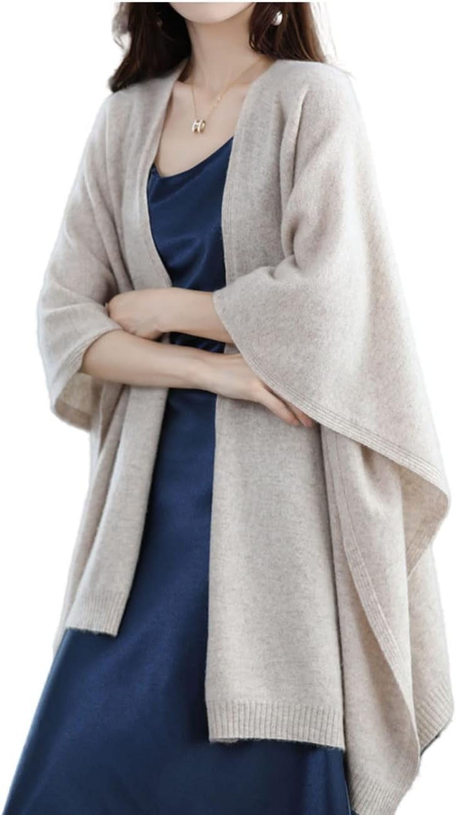 Women's Shawl Wrap Plus Size Cardigan 100% Merino Wool Poncho Cape Fall ...