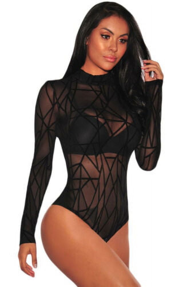 Womens Sheer Mesh Turtleneck Neck Glitter Sexy Sheer Mesh Crop Blouse