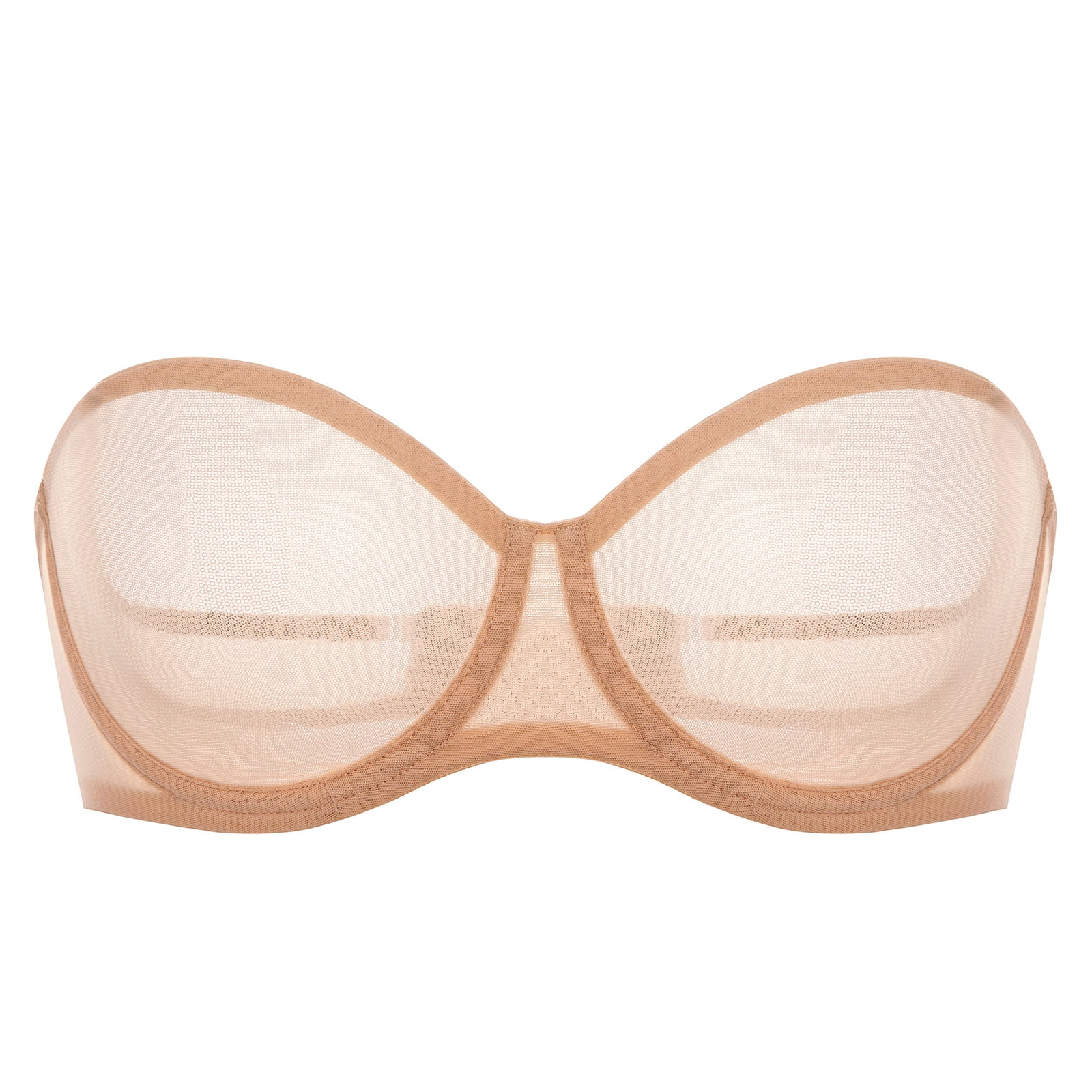 Women's Sheer Strapless Bras Mesh Sexy Unlined Plus Size See Through ...