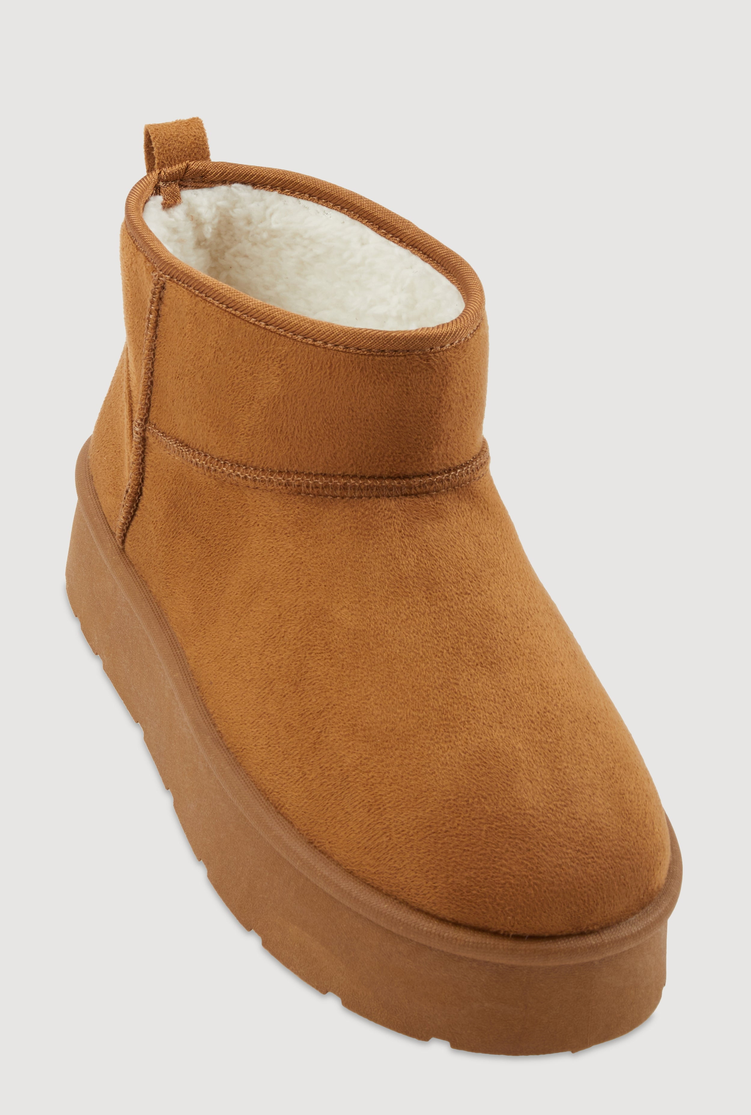 Women's Sherpa Lined Pull Tab Faux Suede Platform Ankle Boots - Walmart.com