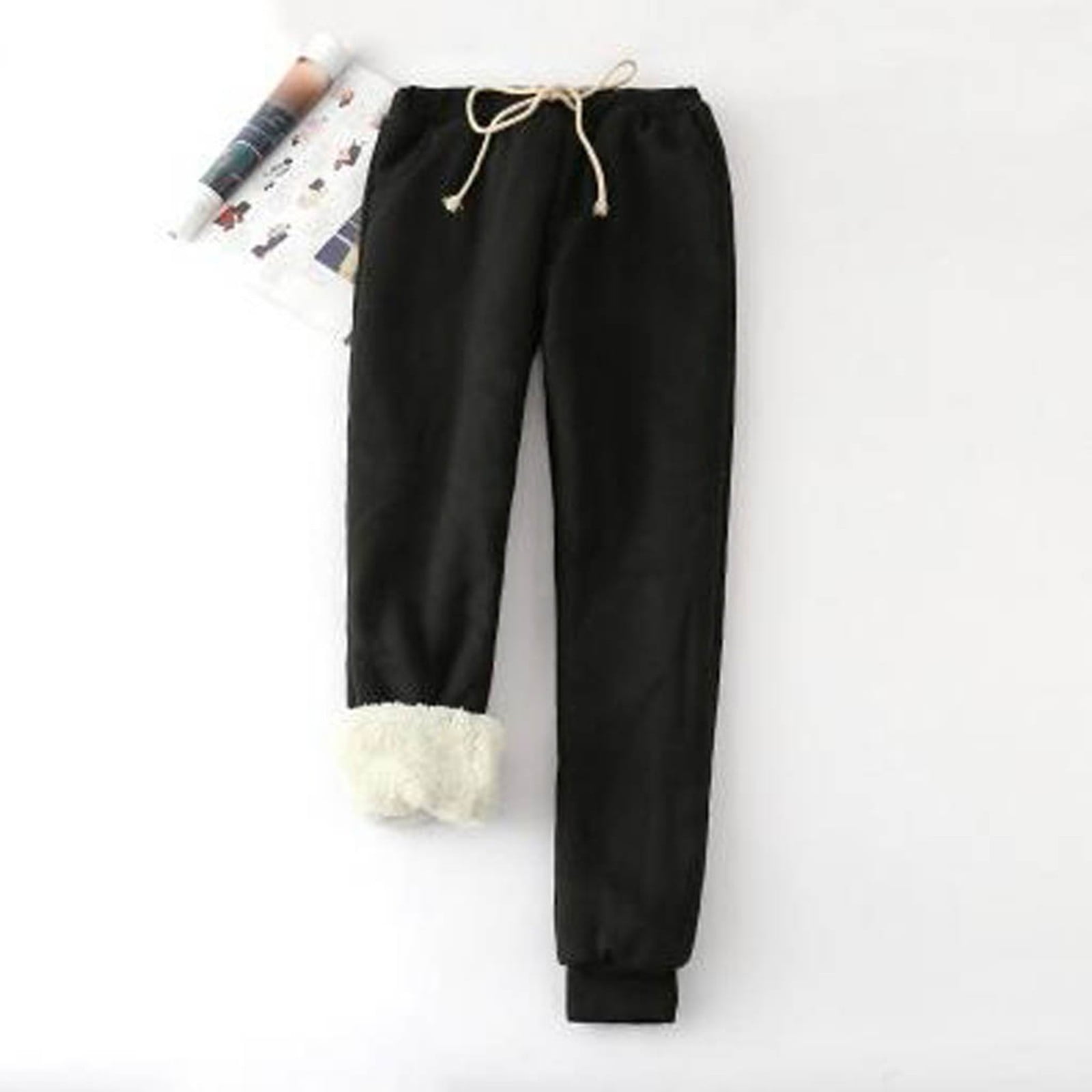 Women's Sherpa Lined Sweatpants Winter Warm Athletic Sweatpants Elastic ...