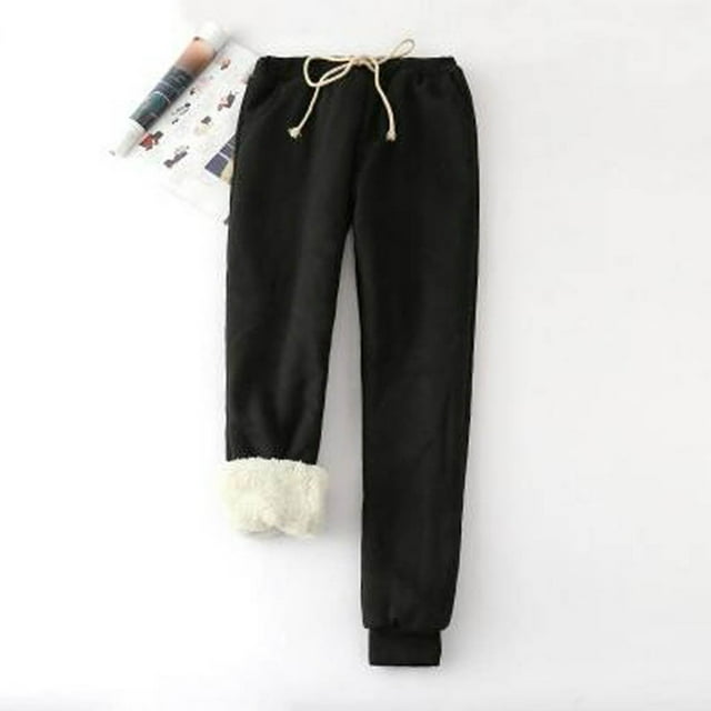 Women's Sherpa Lined Sweatpants Winter Warm Athletic Sweatpants Elastic ...