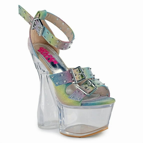 Women’s Shimmer Sky High Clear Platform Evening Dress Sandals - Walmart.com