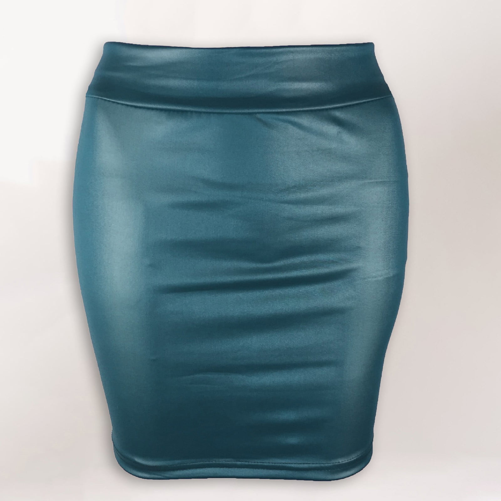 Women's Shiny Metallic Mini Skirt Wet Look Leather Short Skirt Stretch ...