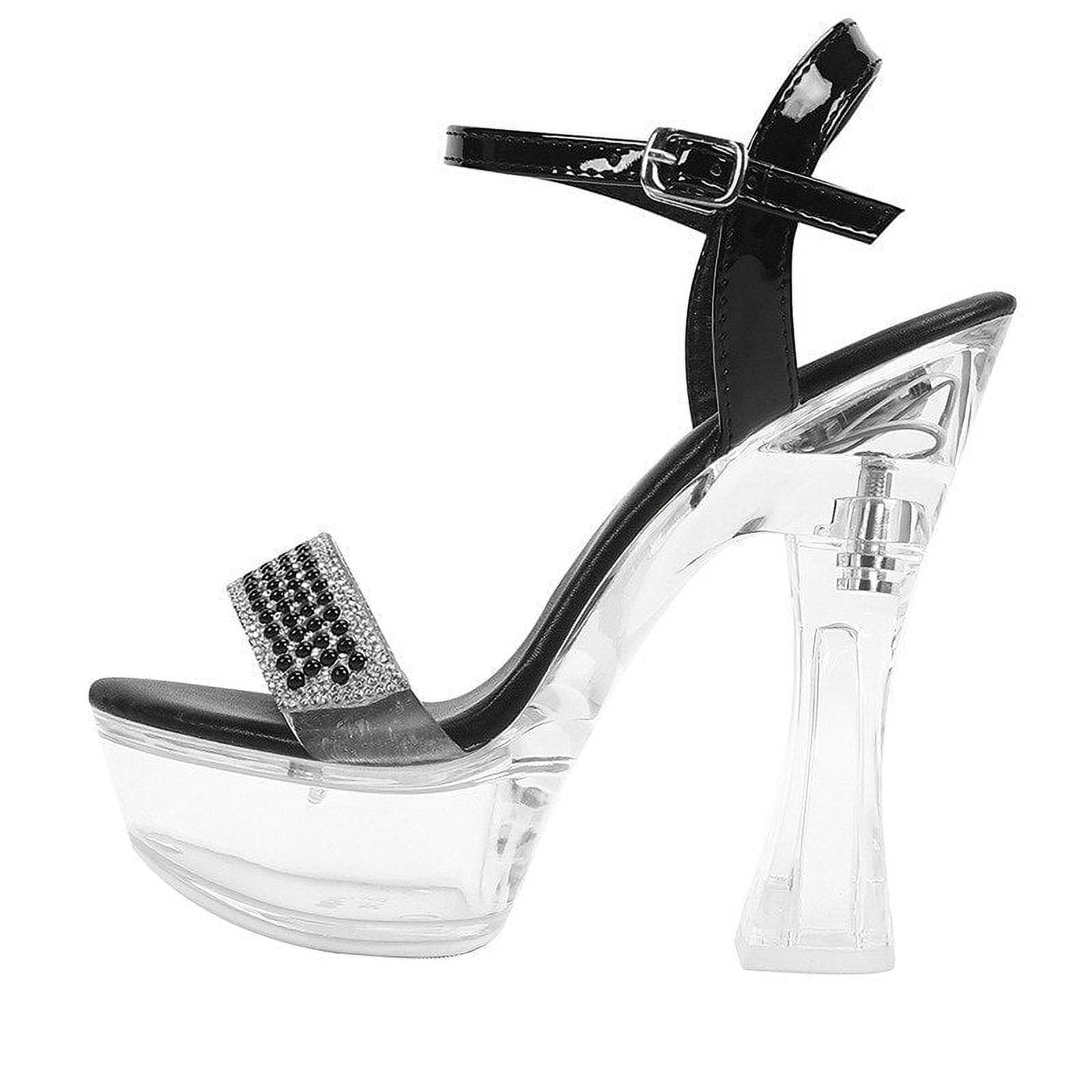 Women's Shoes Fashion High Heel Rhinestone Pearl Transparent Crystal ...