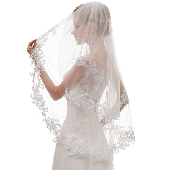 EllieHouse Women's Wedding Veils 1 Tier White Ivory 3M/4M/5M Lace Long ...