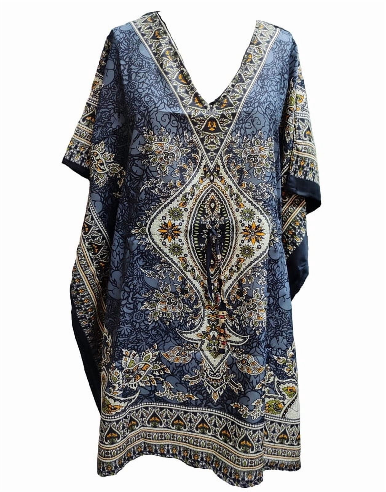 Women's Short Kaftan Maxi Tunic Caftan Gown Top Night Dress One Size ...