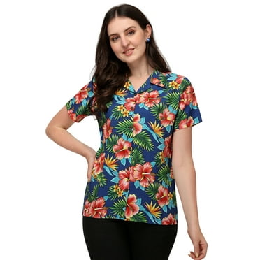SSLR Hawaiian Shirt for Women Flamingo Short Sleeve Casual Button Down ...
