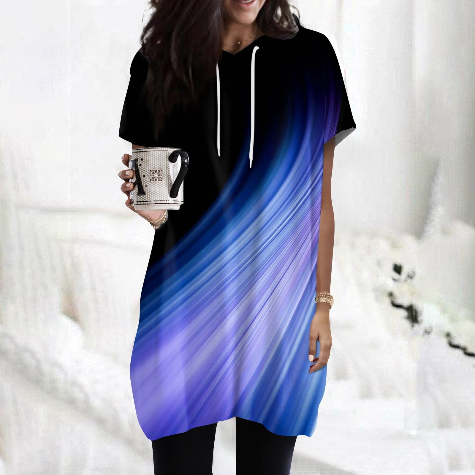 Women's Short Sleeve Hoodie Casual Short Sleeve Hoodie Hoodies Collar ...