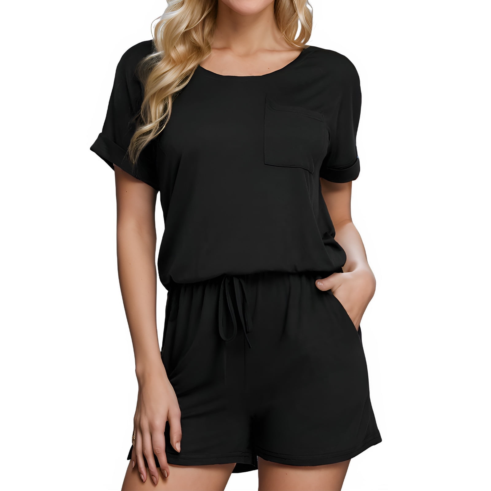 Women's Short Sleeve Pajama Sets Casual 2 Piece Lounge pj Shorts Set ...