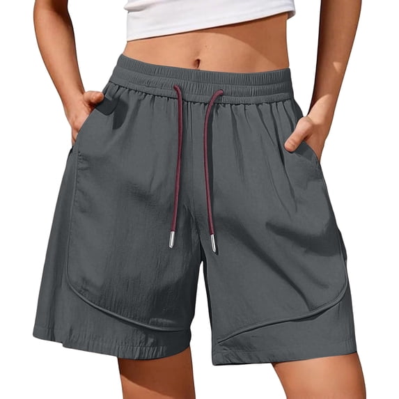 Women's Shorts Drawstring Elastic Waisted Athletic Running Quick Dry ...