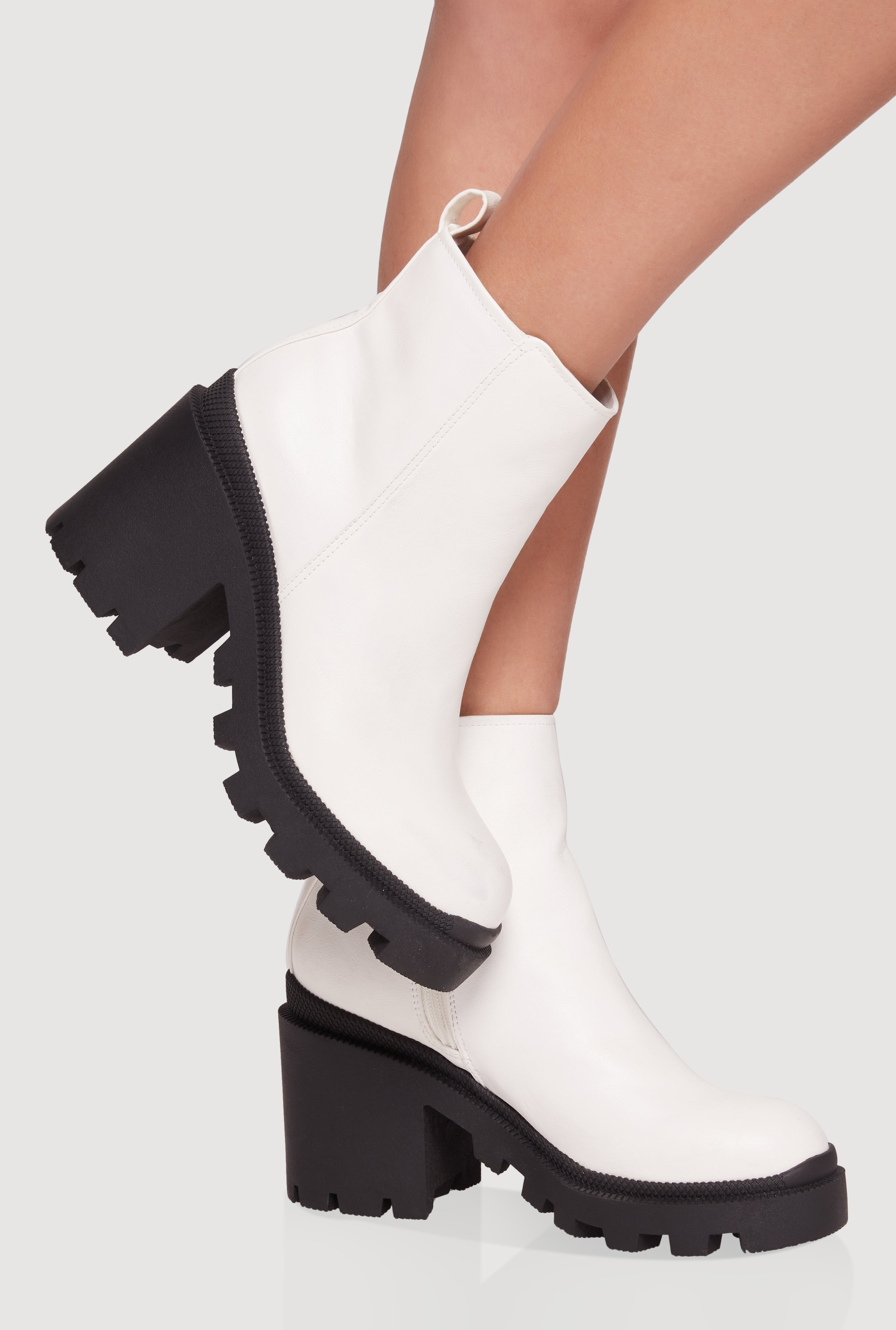 Women's Side Zip Round Toe Chunky Heel Booties - Walmart.com