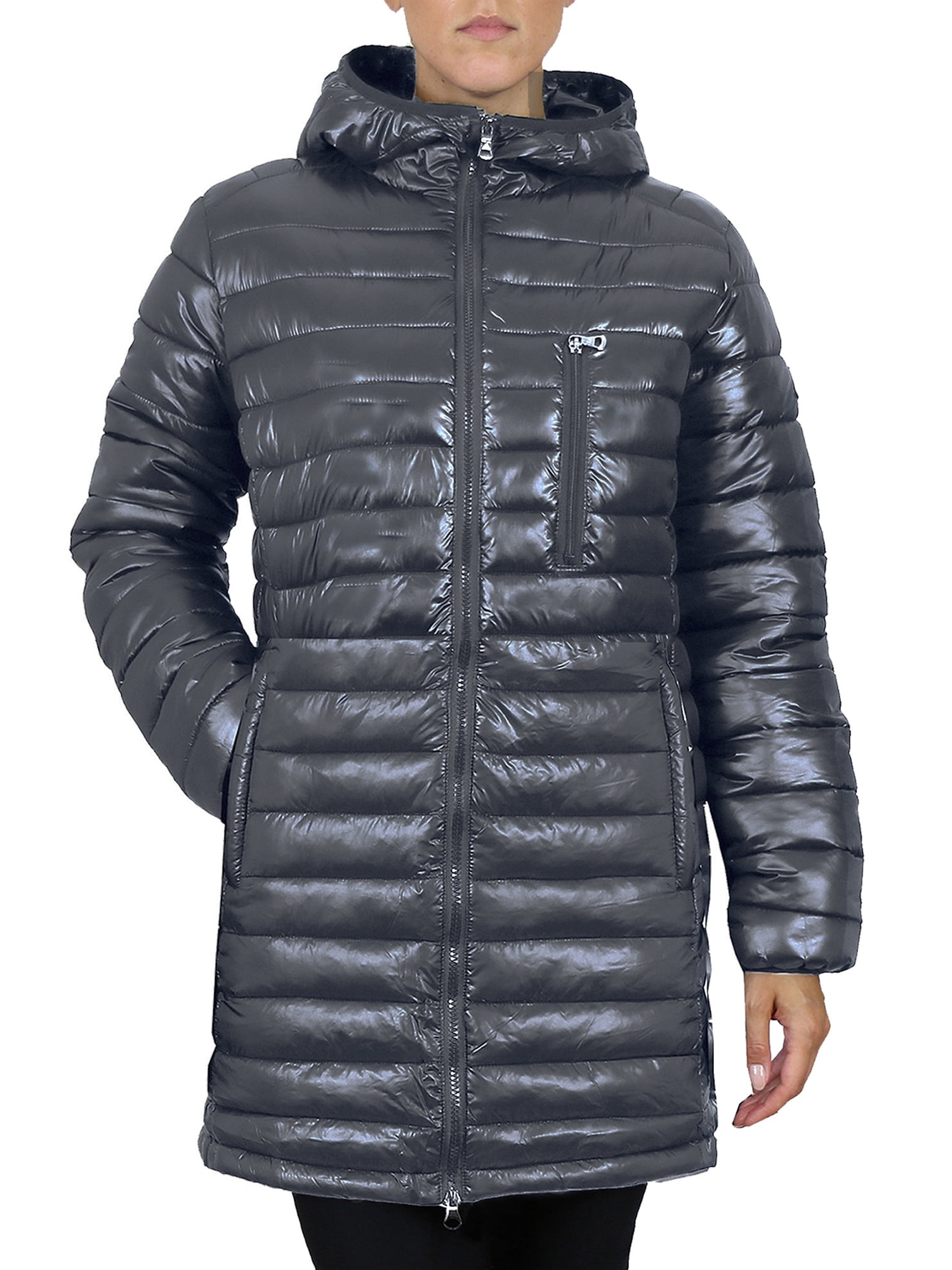 Women's Silhouette Style Puffer Jacket With Detachable Hood - Slim-Fit ...