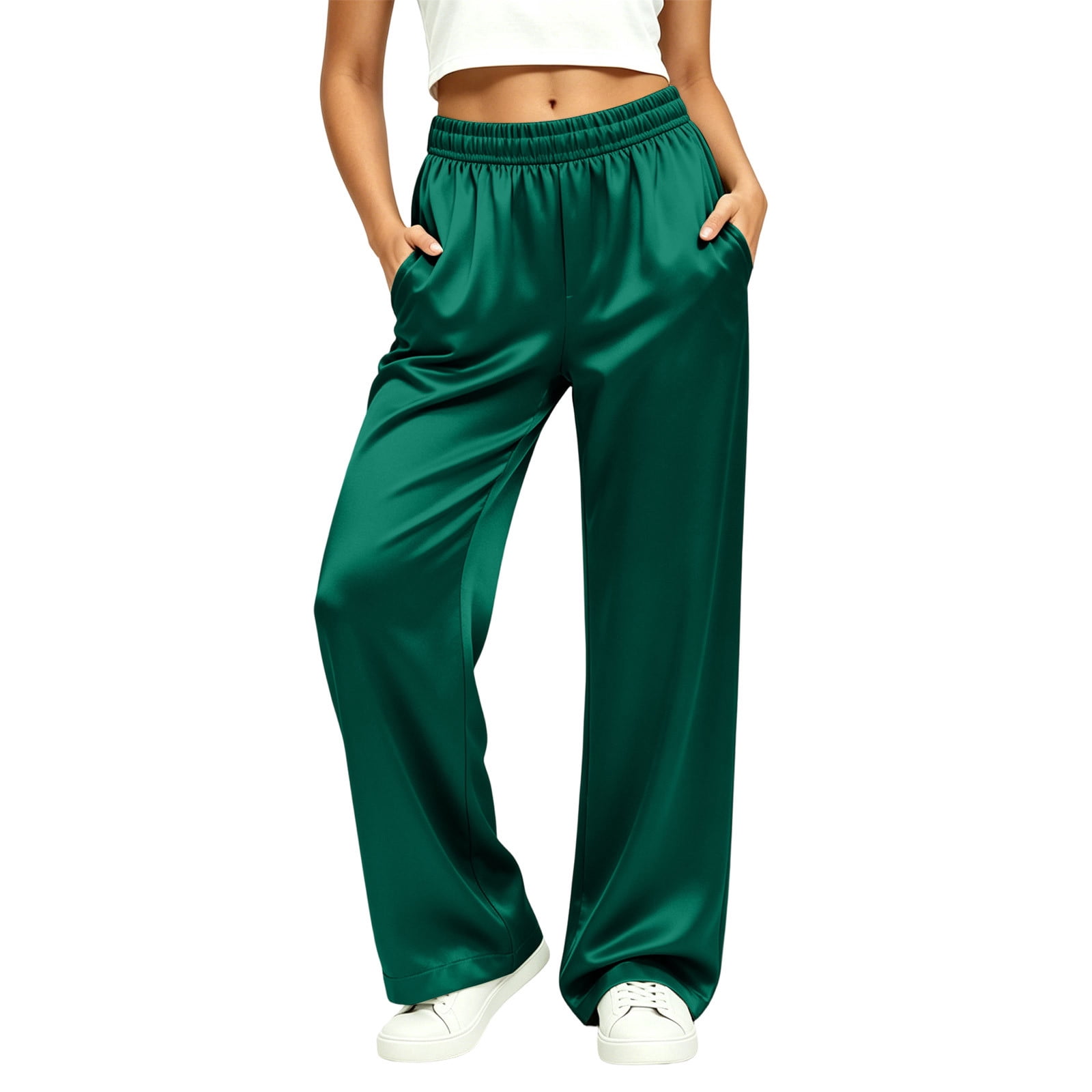 Women's Silk Satin Pajama Pants Soft Long Lounge Pant Trousers Casual ...