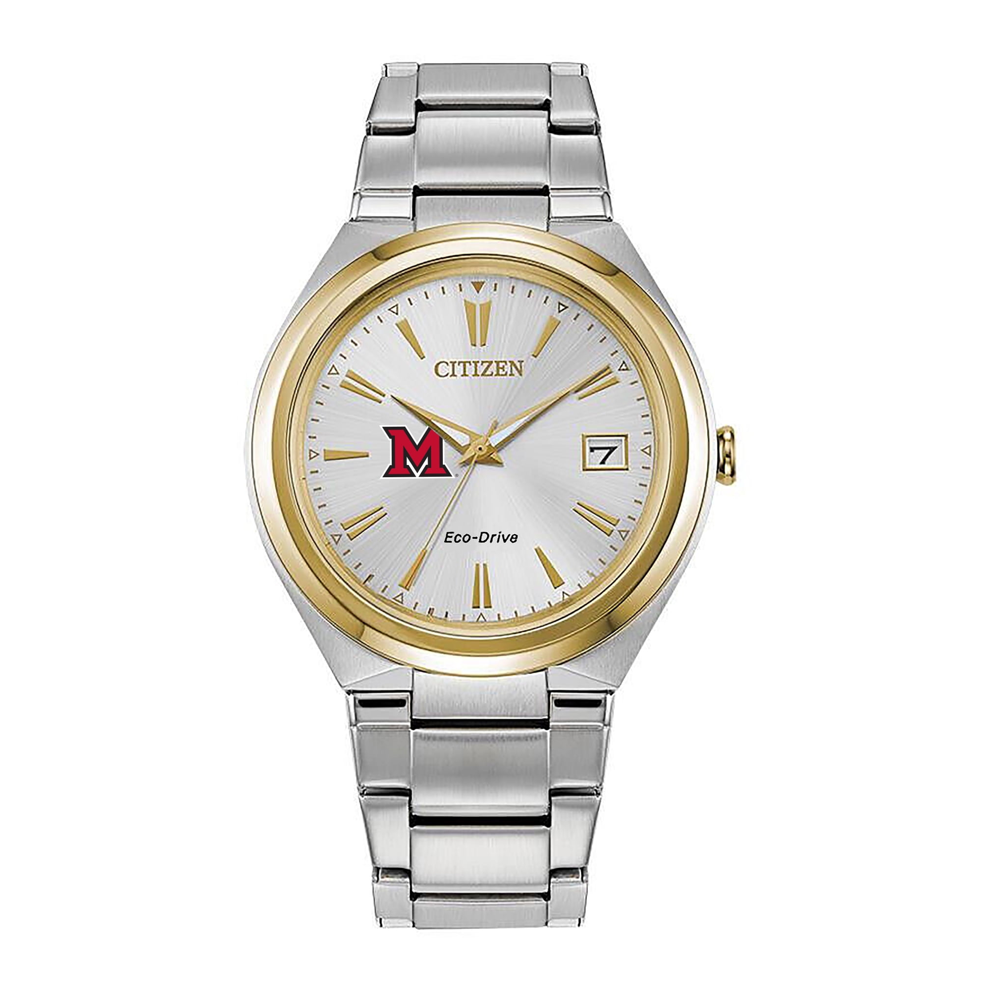 Women's Silver/Gold Miami University RedHawks Eco-Drive Two-Tone Watch ...