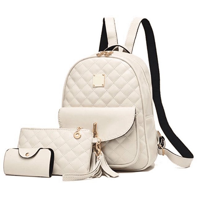 Women's Simple Design Fashion Quilted Casual Backpack Leather Backpack ...