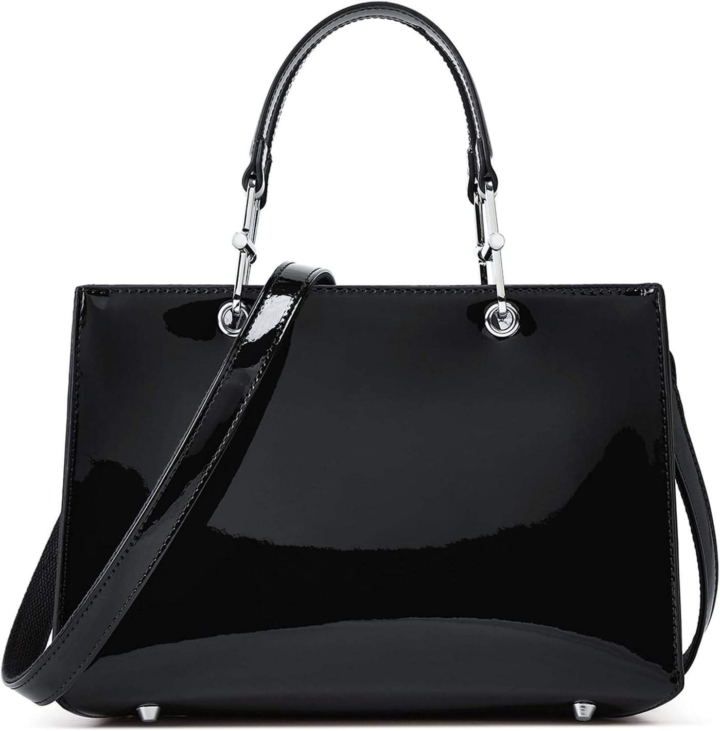 Women's Simple Handbag Purse PU Patent Leather Glossy Satchel Crossbody ...