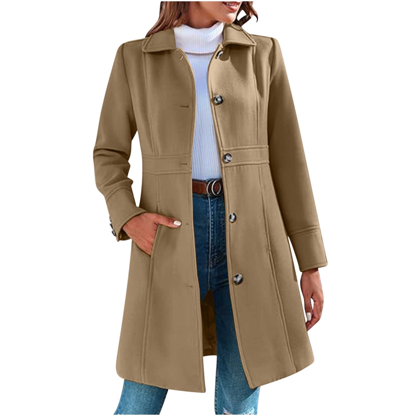 Women's Single Breasted Coat, Winter Peter Pans Collar Long Overcoat ...