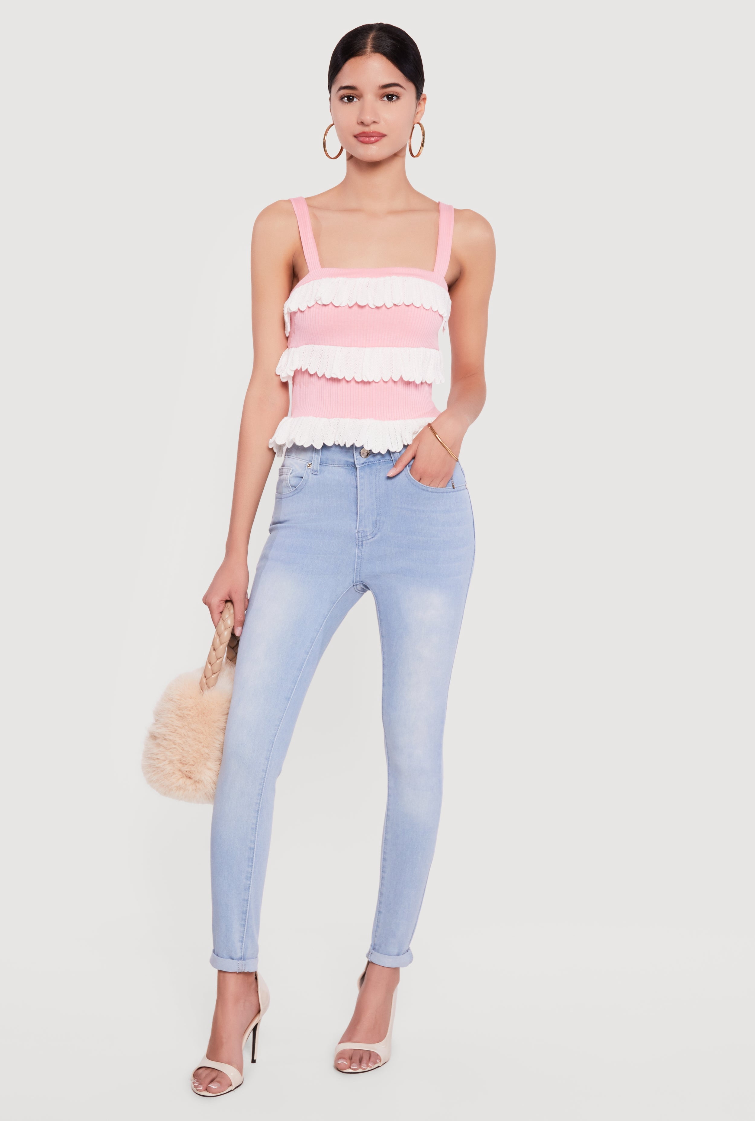 Women's Skinny Jeans with Rolled Cuffs - Walmart.com