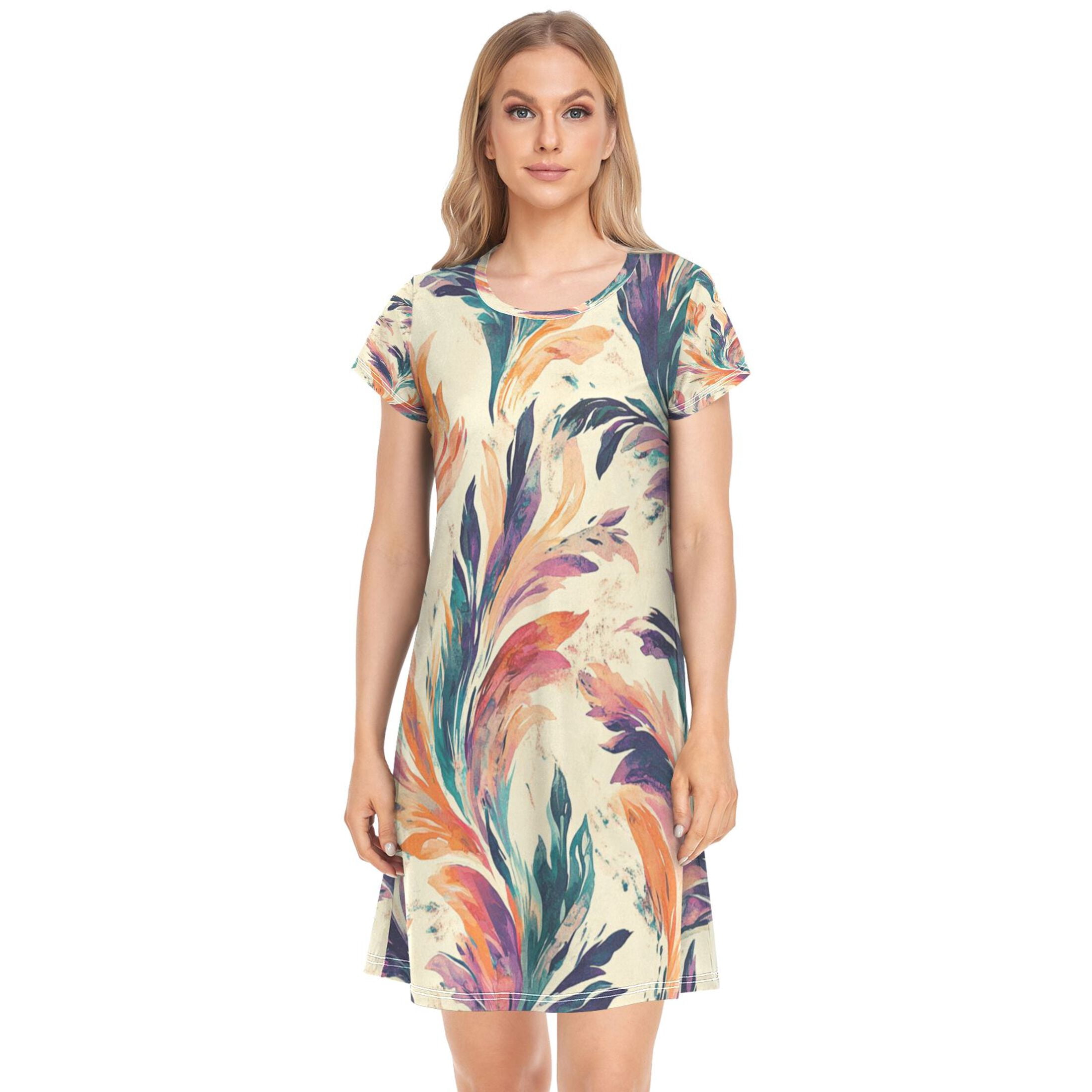 Women's Sleepshirts Abstract Feather Pattern Nightgowns Sleep for Women ...