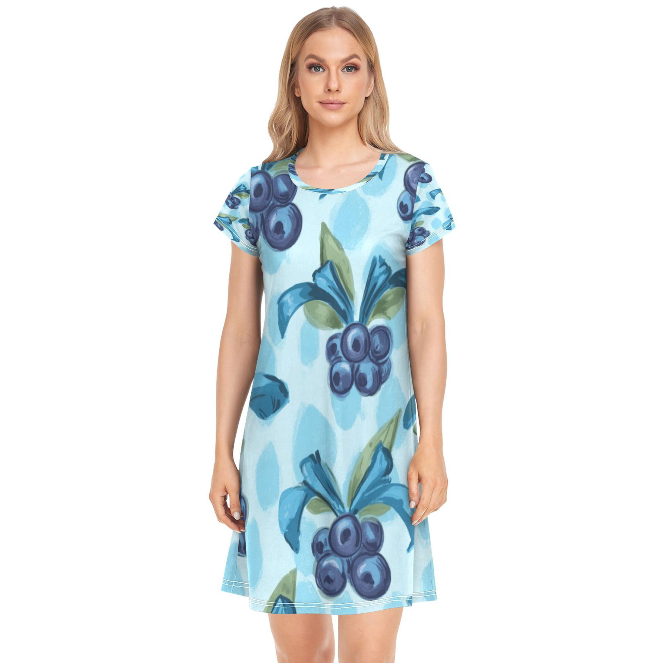Women's Sleepshirts Cute Blueberry Pattern Nightgowns Sleep for Women ...