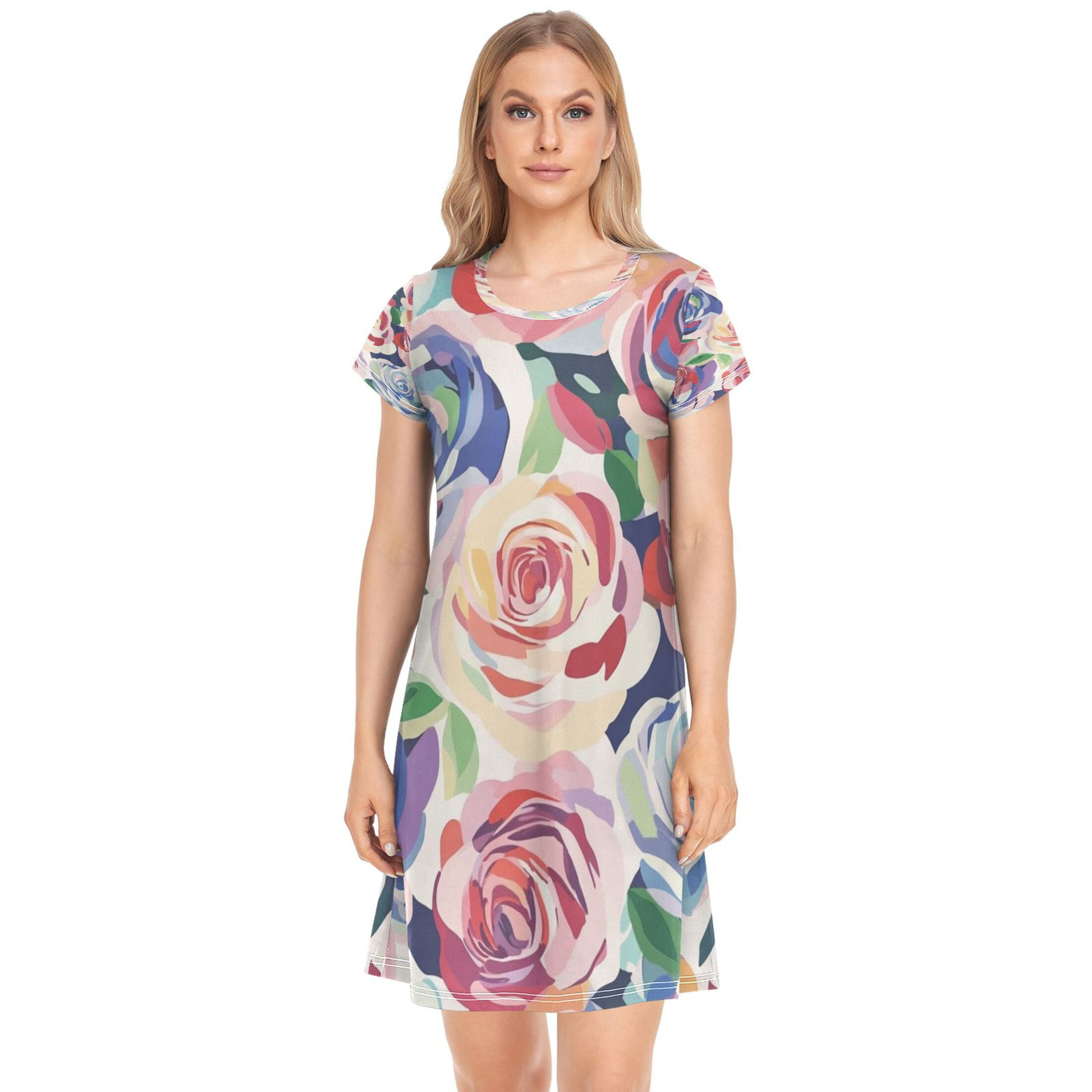 Women's Sleepshirts Modern Art Roses Nightgowns Sleep for Women Soft ...