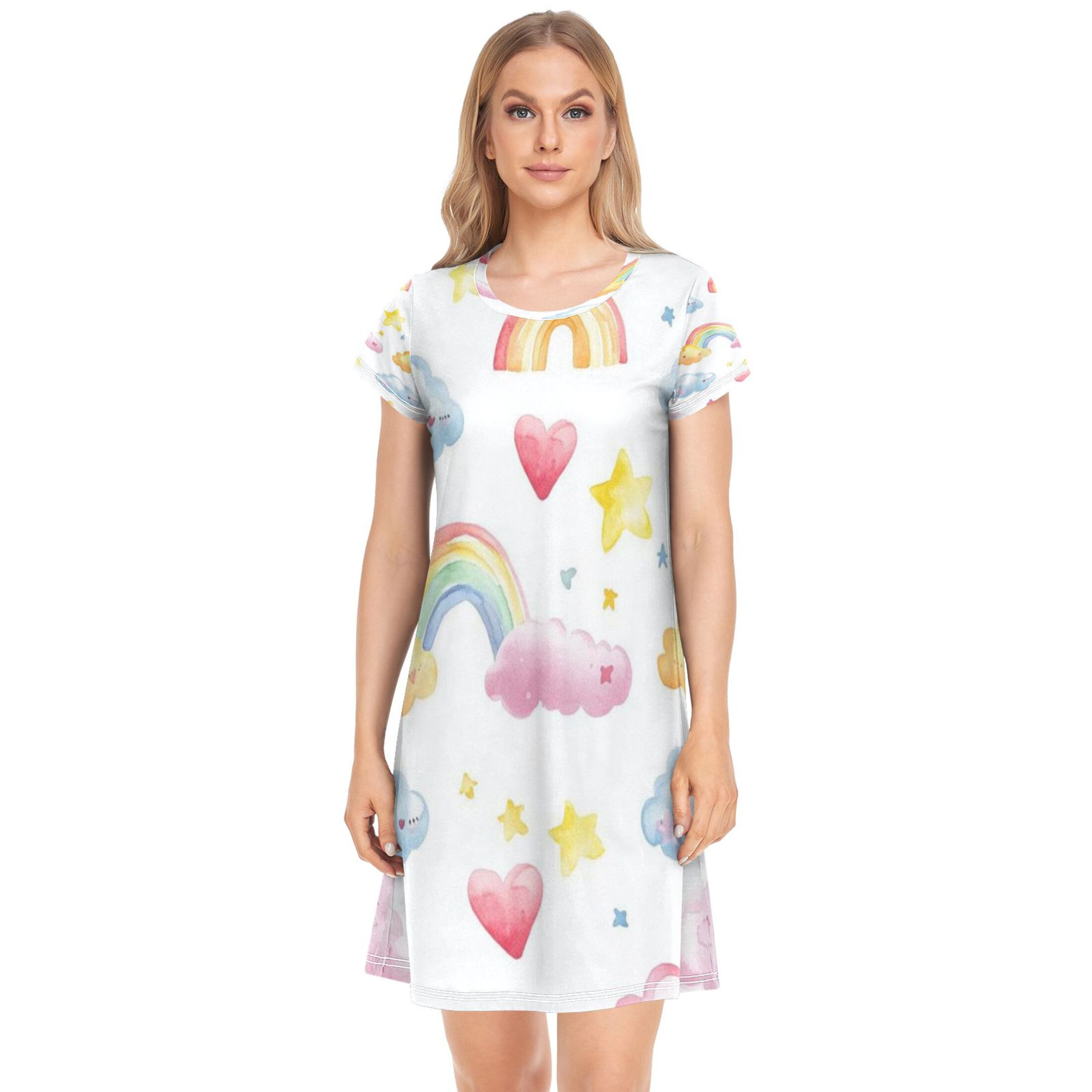 Women's Sleepshirts Rainbows and Clouds Nightgowns Sleep for Women Soft ...